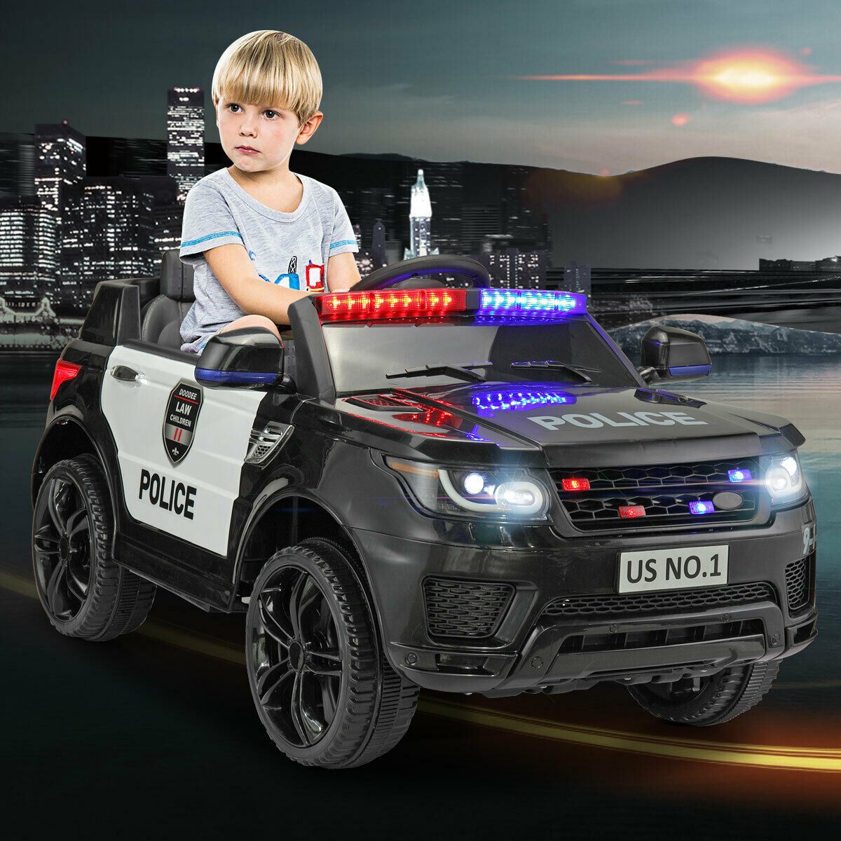 Police Car Kids Electric Car Motorized Power Wheel Ride On Car Toy ...
