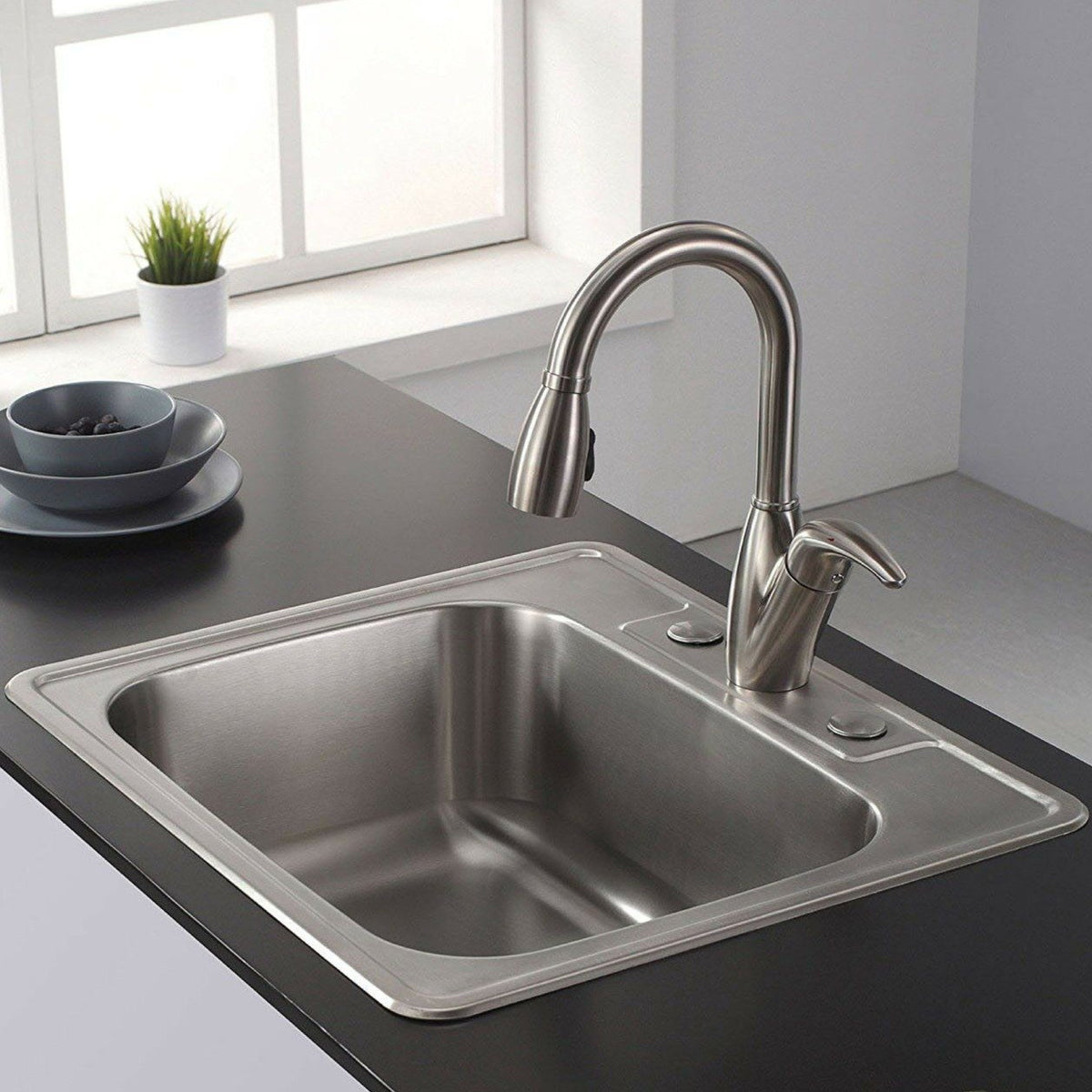 Single Bowl Stainless Steel Drop In Overmount Kitchen Sink — PRINTERS 3D